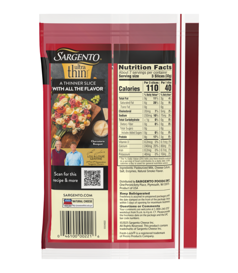 Sargento® Provolone Natural Cheese with Natural Smoke Flavor Ultra Thin ...